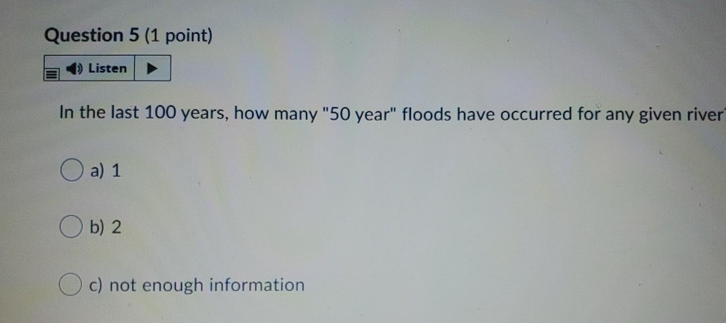 Solved Question 5 (1 point) Listen In the last 100 years, | Chegg.com