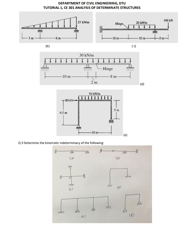 DEPARTMENT OF CIVIL ENGINEERING, DTU TUTORIAL 1, ﻿CE | Chegg.com