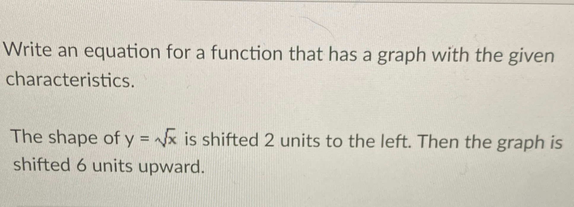 Solved Write an equation for a function that has a graph | Chegg.com