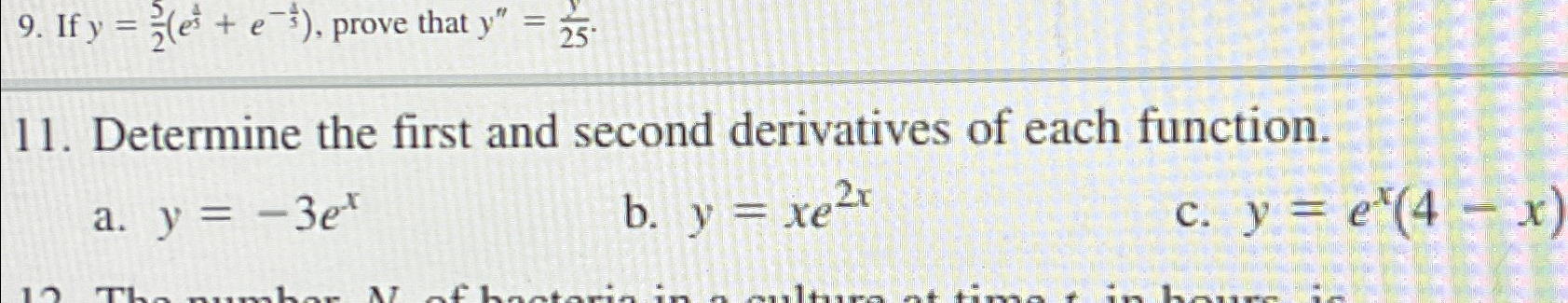Solved Determine the first and second derivatives of each | Chegg.com