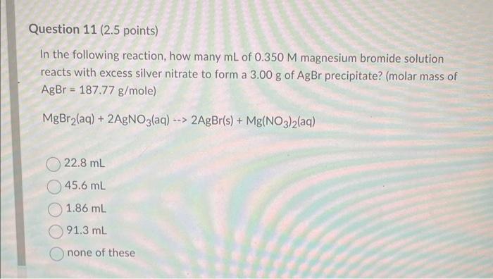 Solved In the following reaction, how many mL of 0.350M | Chegg.com
