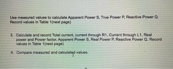 Solved Use measured values to calculate Apparent Power S, | Chegg.com