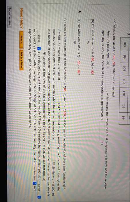 Solved The temperature-humidity index I (or humidex, for | Chegg.com