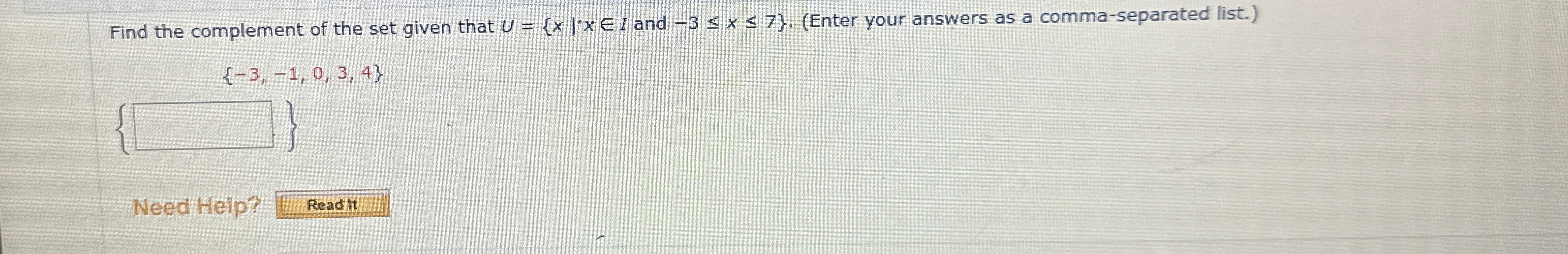 Solved Find the complement of the set given that and | Chegg.com