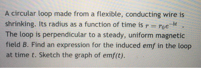 Solved A circular loop made from a flexible, conducting wire | Chegg.com