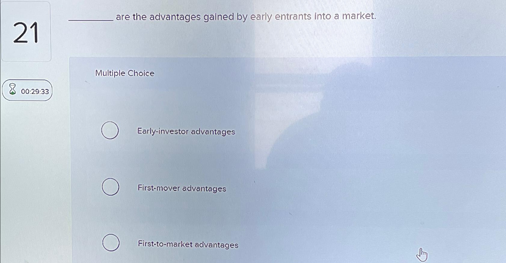 Solved Multiple ChoiceEarly-investor advantagesFirst-mover | Chegg.com