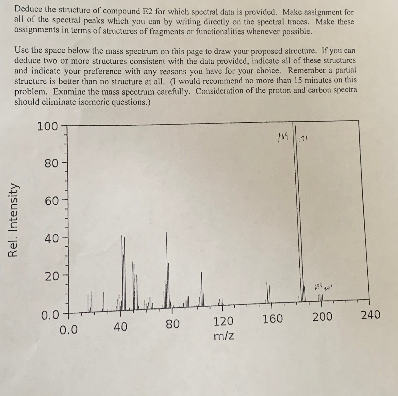 Deduce the structure of compound E2 ﻿for which | Chegg.com