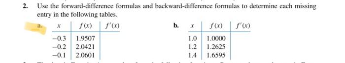 Solved 2. Use the forward-difference formulas and | Chegg.com