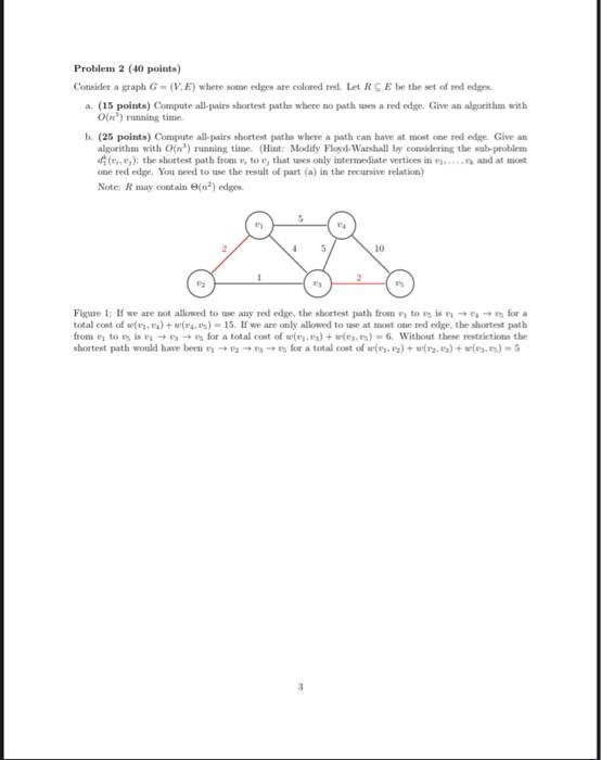 Solved Problem 2 (40 points) Comsider a graph G=(V,E) where | Chegg.com