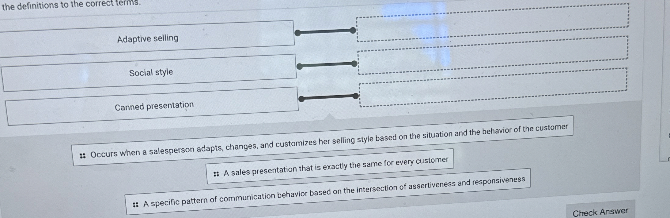 Solved the definitions to the correct terms.Adaptive | Chegg.com