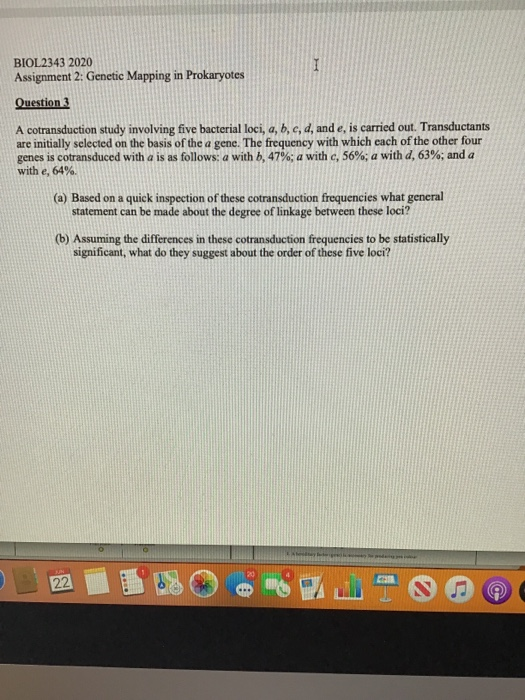 Solved BIOL2343 2020 Assignment 2: Genetic Mapping in | Chegg.com