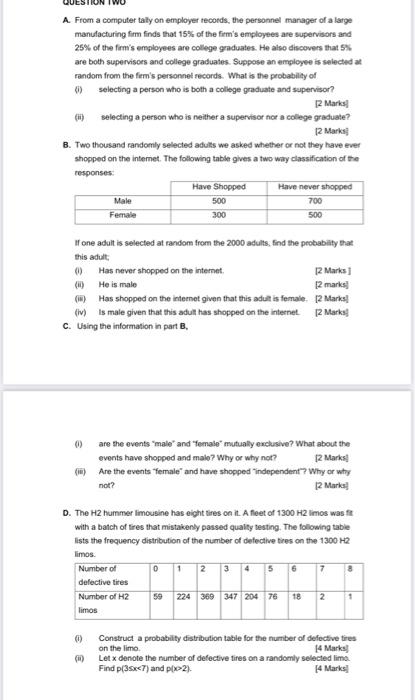 Solved QUESTION ONE A. A computer company received a rush | Chegg.com
