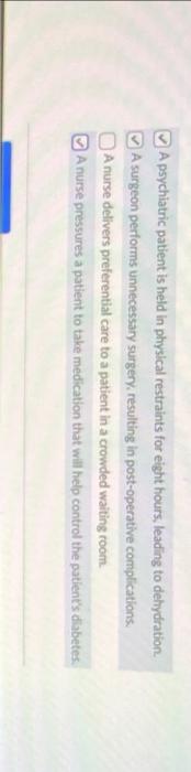 Solved A psychiatric patient is held in physical restraints | Chegg.com