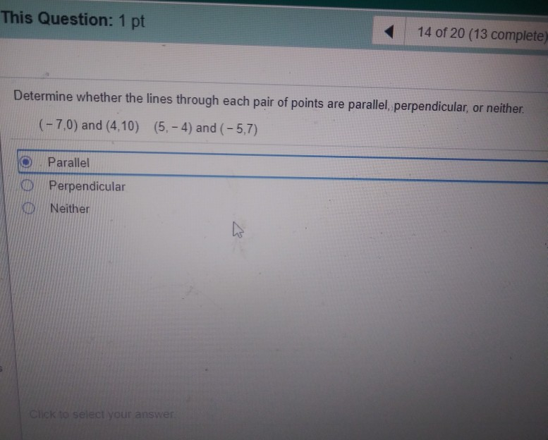 Solved determine whether the lines through each pair | Chegg.com