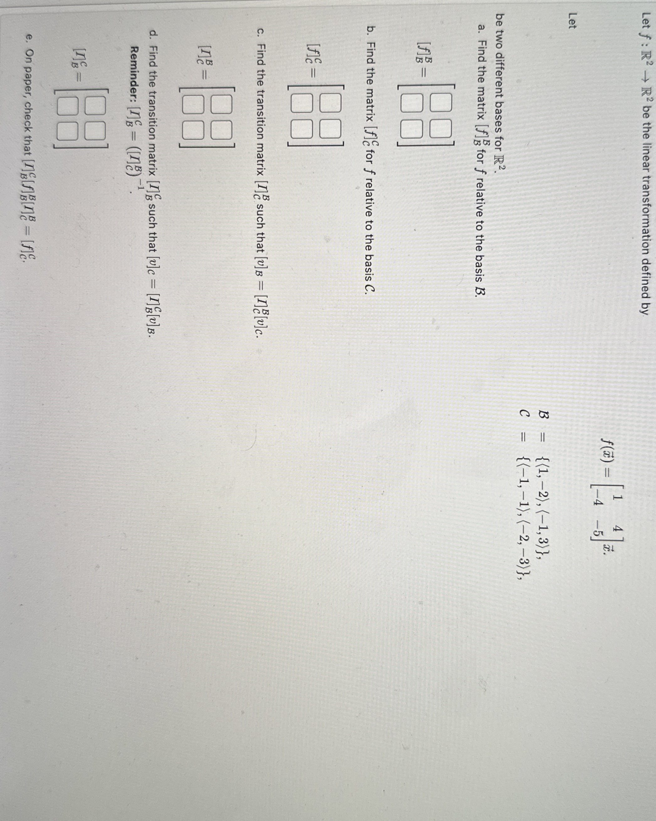 Solved Let f:R2→R2 ﻿be the linear transformation defined | Chegg.com