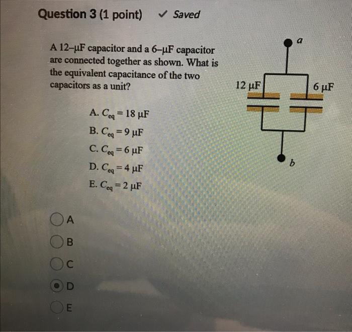 Solved A 12−μF capacitor and a 6−μF capacitor are connected | Chegg.com
