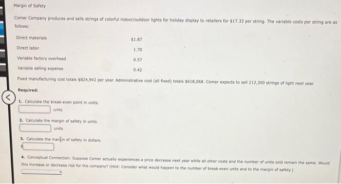 Solved Comer Company produces and selis strings of colorful | Chegg.com