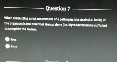 Solved Question 7When conducting a risk assessment of a | Chegg.com