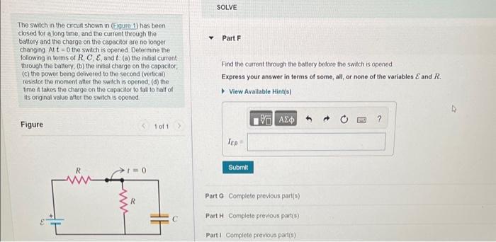 Solved Part FFind the current through the battery before the | Chegg.com