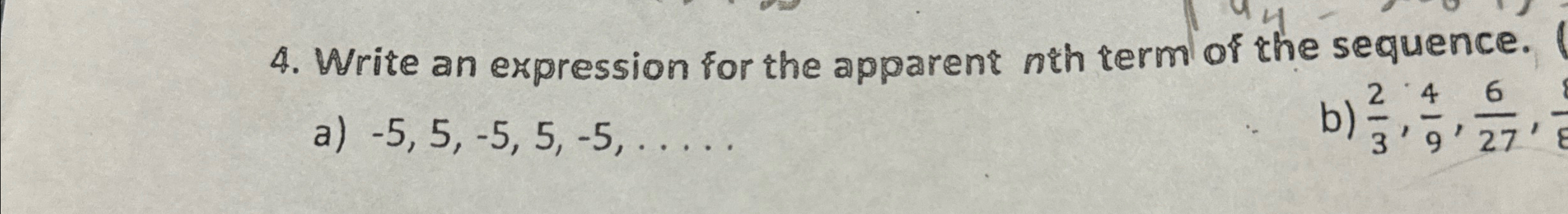 Solved Write an expression for the apparent nth term of the | Chegg.com