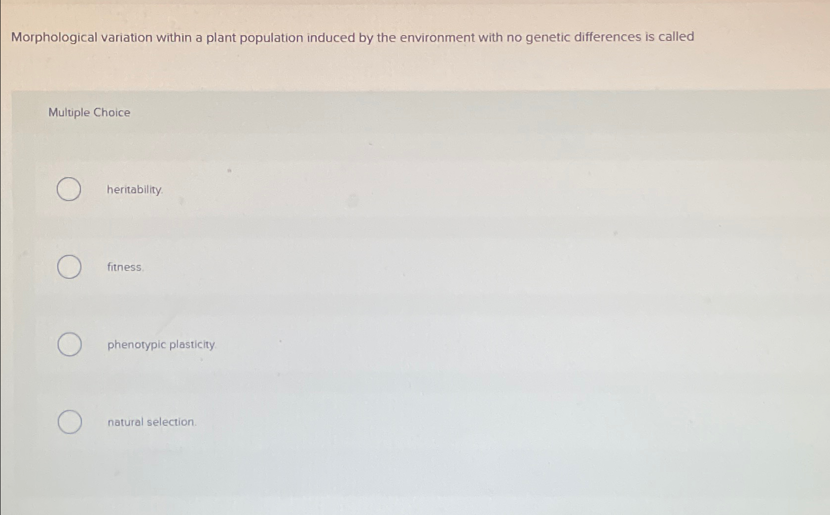 Solved Morphological variation within a plant population | Chegg.com