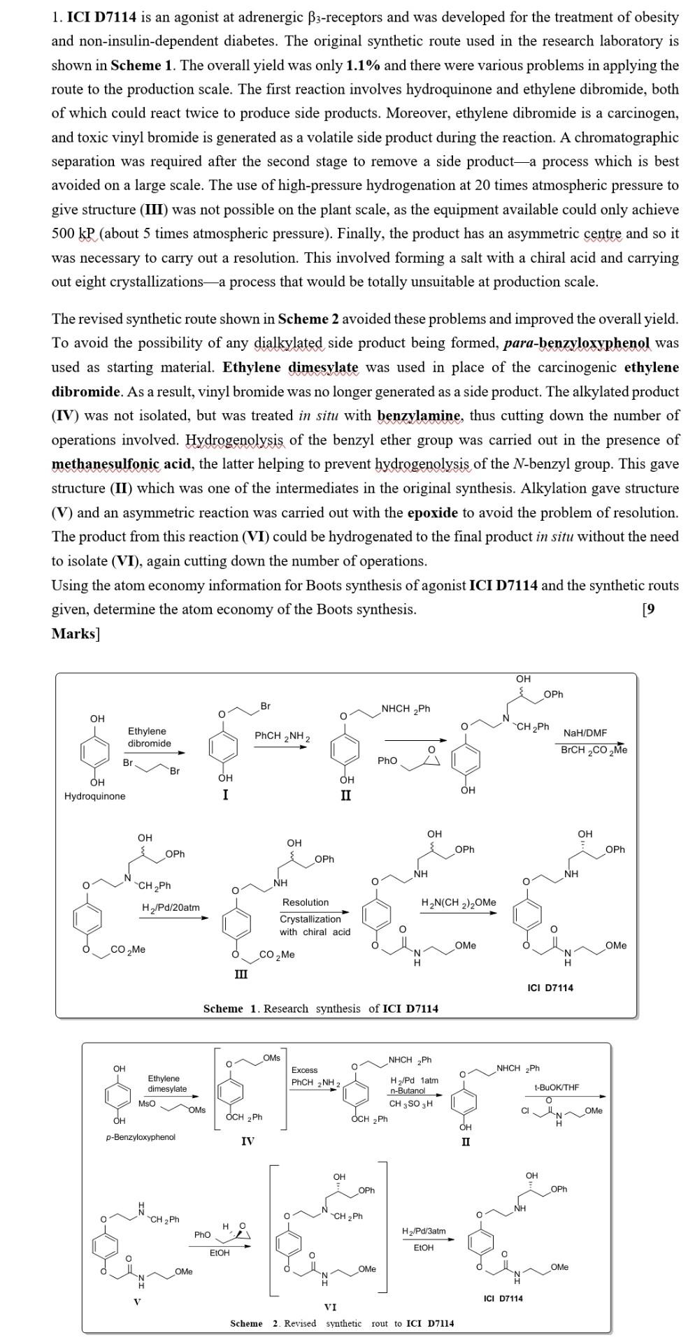 Solved 1. ICI D7114 is an agonist at adrenergic B3-receptors | Chegg.com