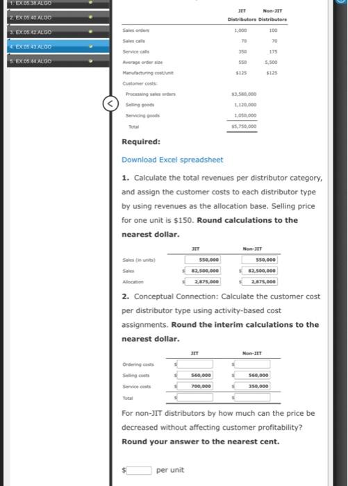Download Excel spreadsheet 1. Calculate the total | Chegg.com
