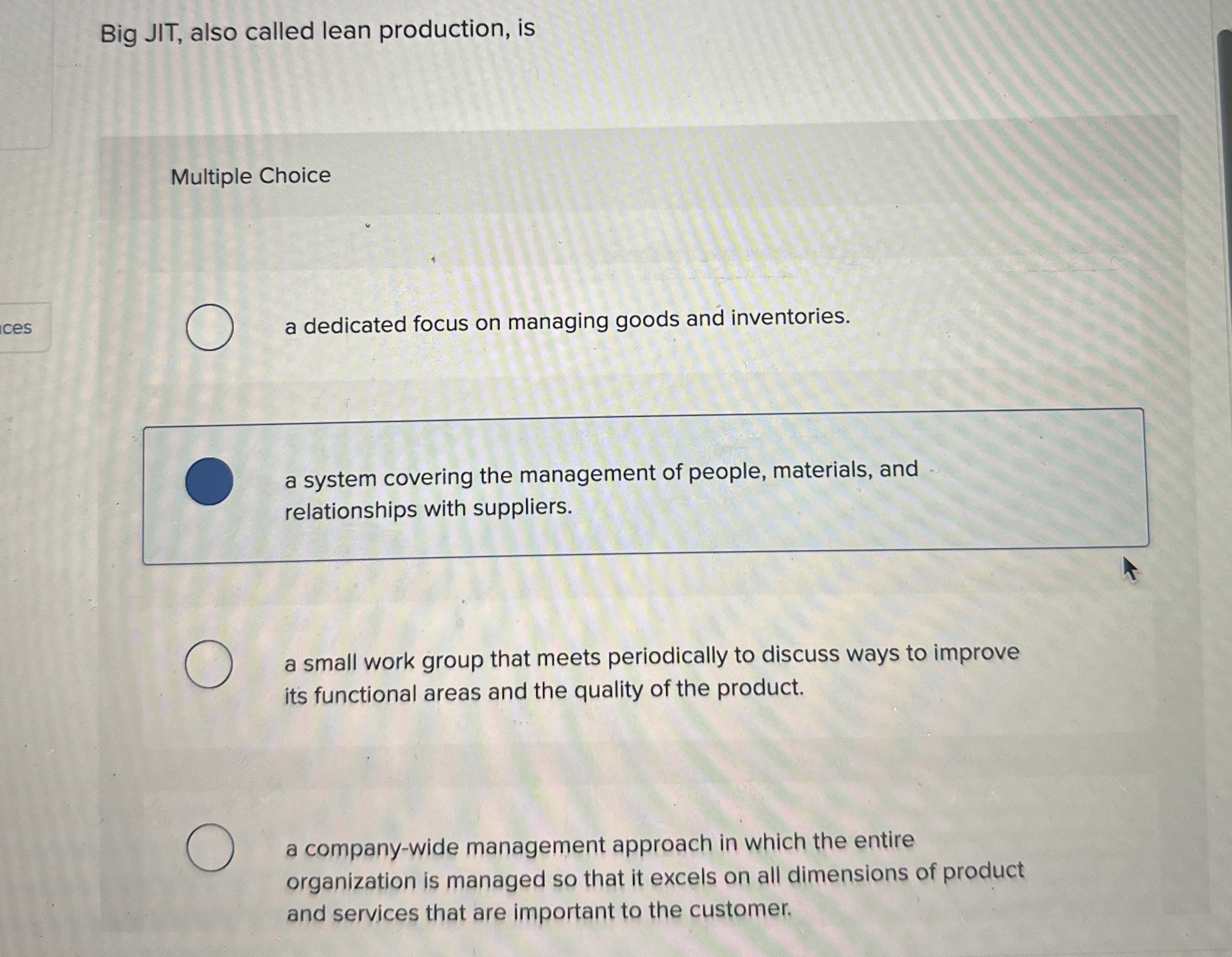 High Quality SOLUTION Big JIT, also called lean production, isMultiple | Chegg.com