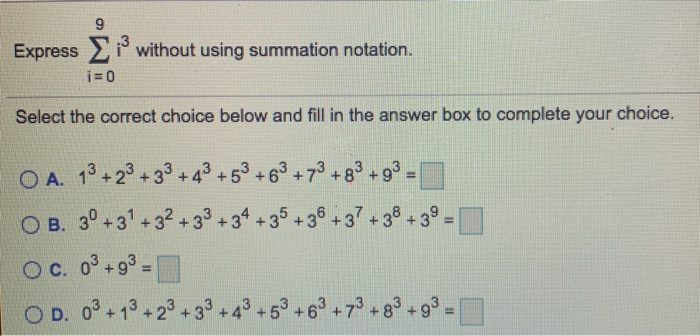 Solved Express without using summation notation. i = 0 | Chegg.com