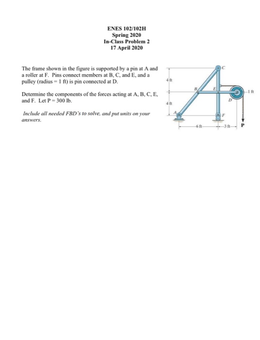 Solved ENES 102/102H Spring 2020 In-Class Problem 2 17 April | Chegg.com