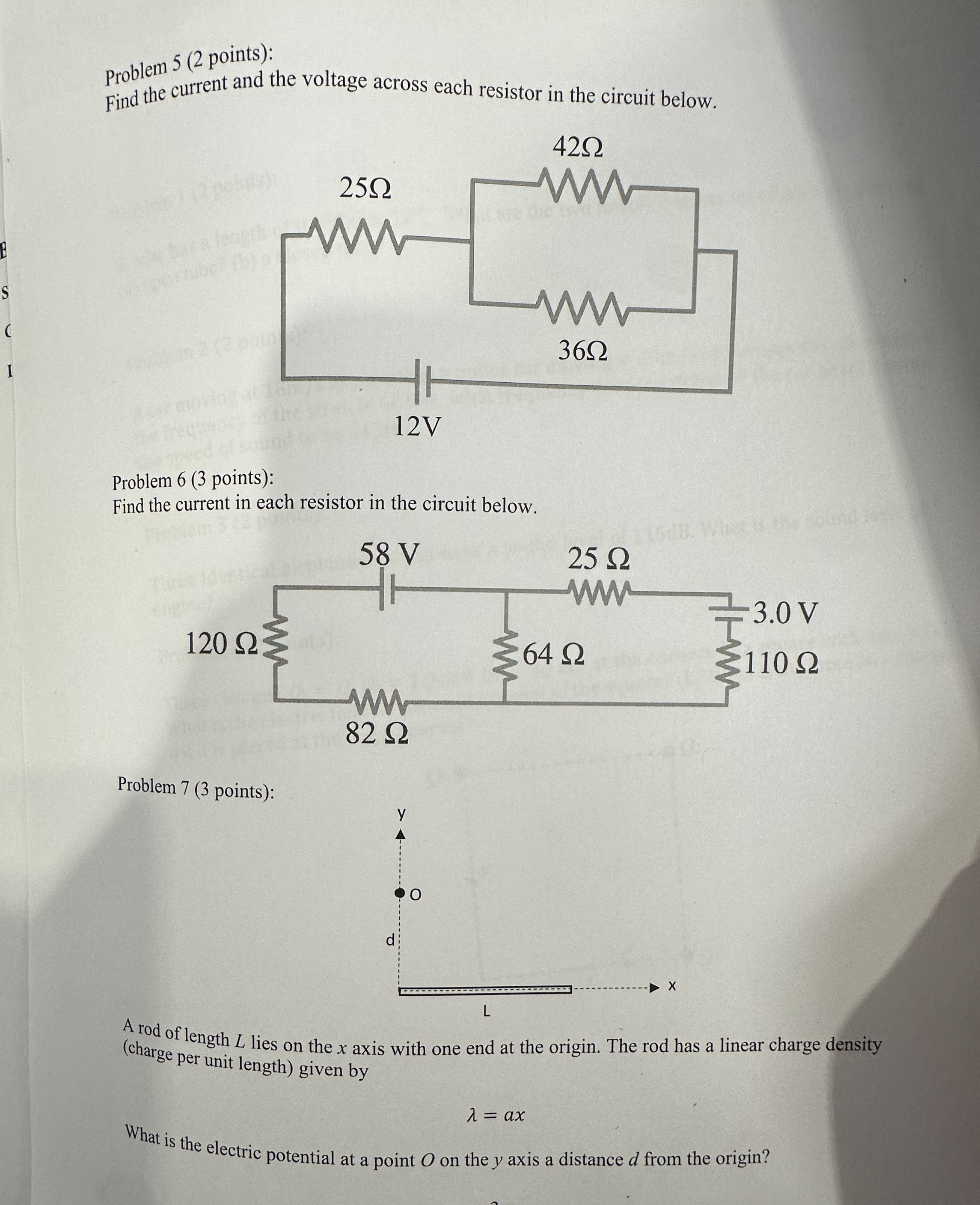 Solved Problem 5 (2 ﻿points):Find the current and the | Chegg.com