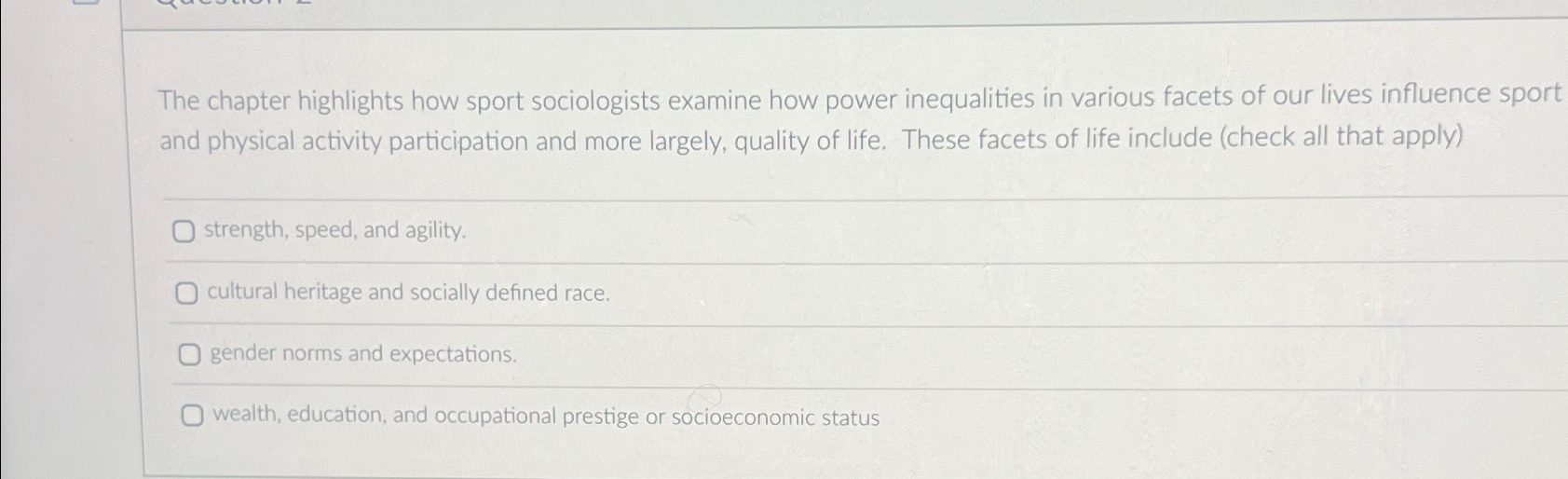 Solved The chapter highlights how sport sociologists examine | Chegg.com