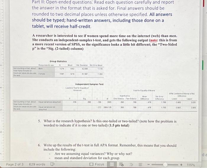 LO Part II: Open-ended questions. Read each question | Chegg.com