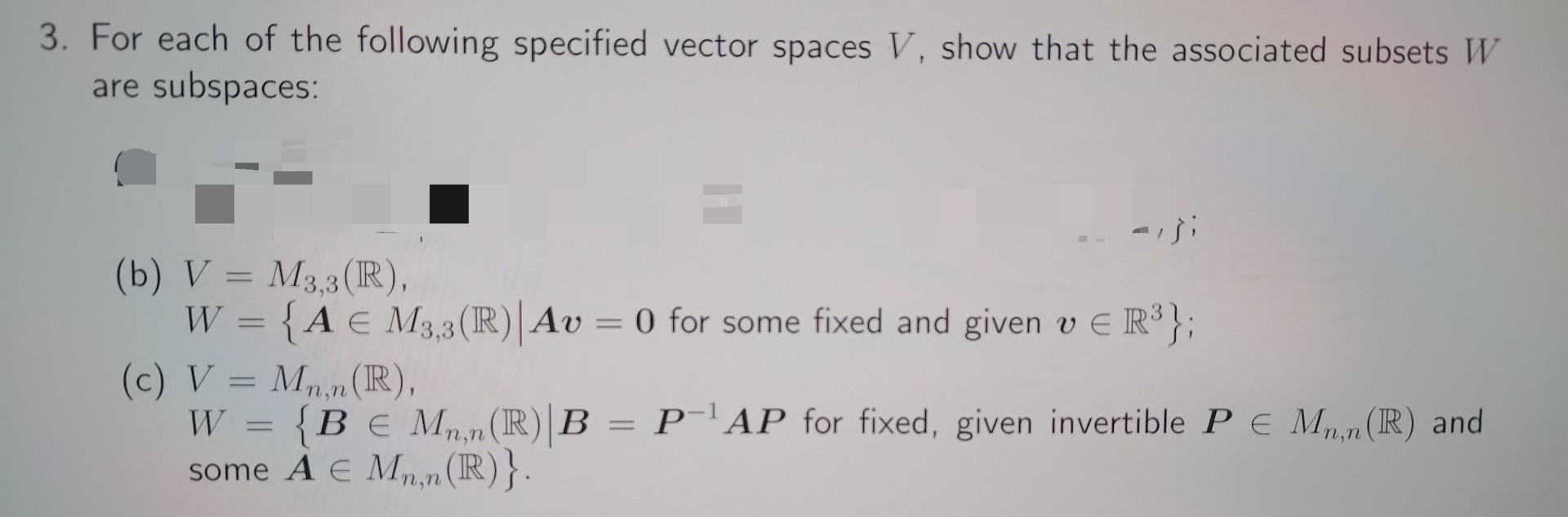 Solved For Each Of The Following Specified Vector Spaces V 