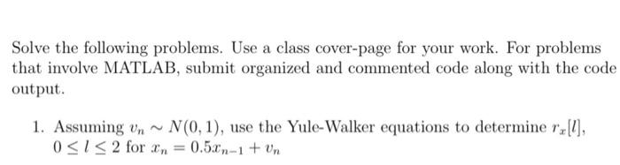 Solve The Following Problems Use A Class Cover Page 