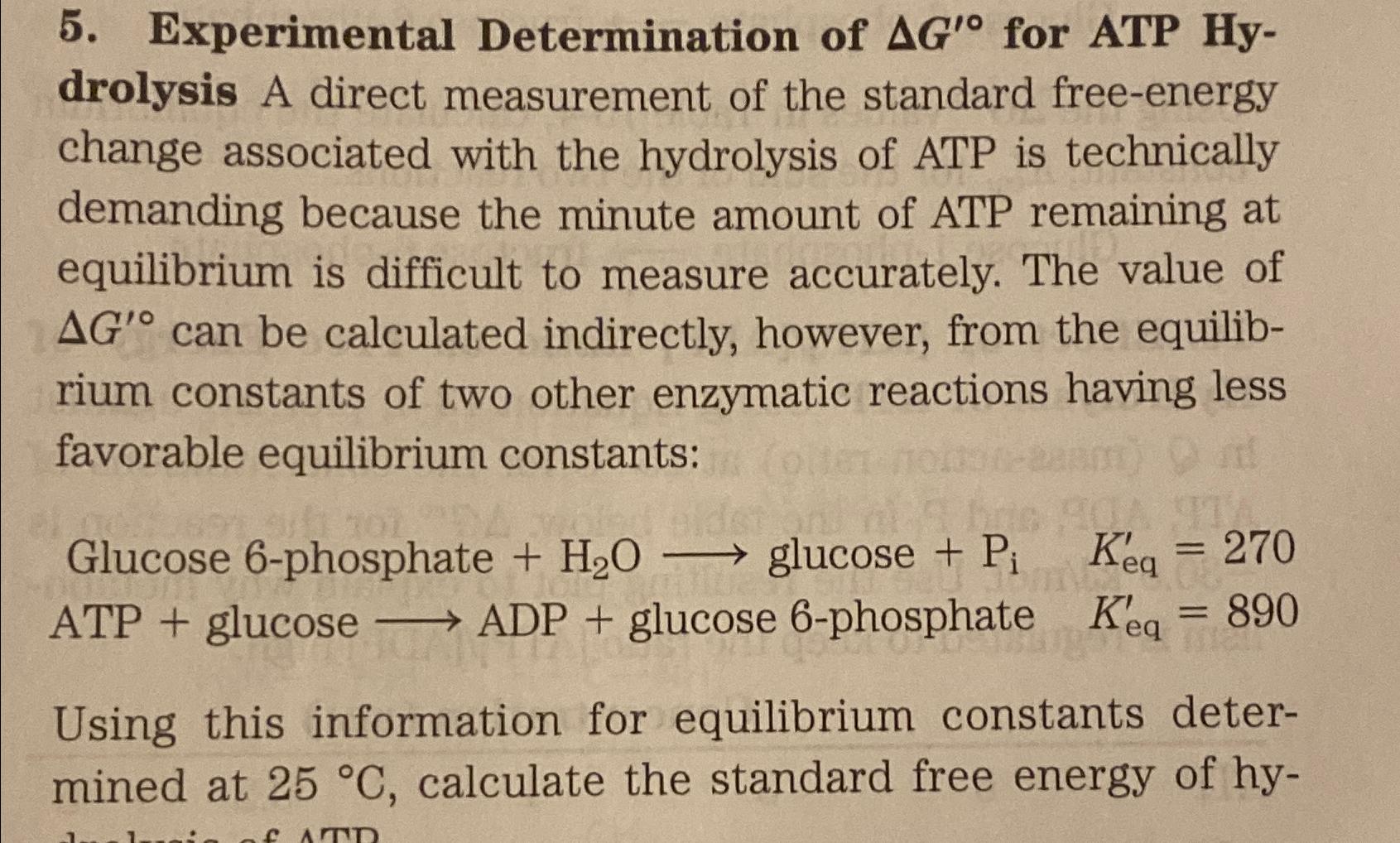 Solved Experimental Determination of ΔG'@ ﻿for ATP | Chegg.com