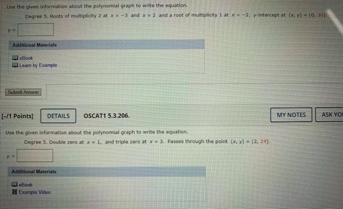 Solved Use the given information about the polynomial graph | Chegg.com
