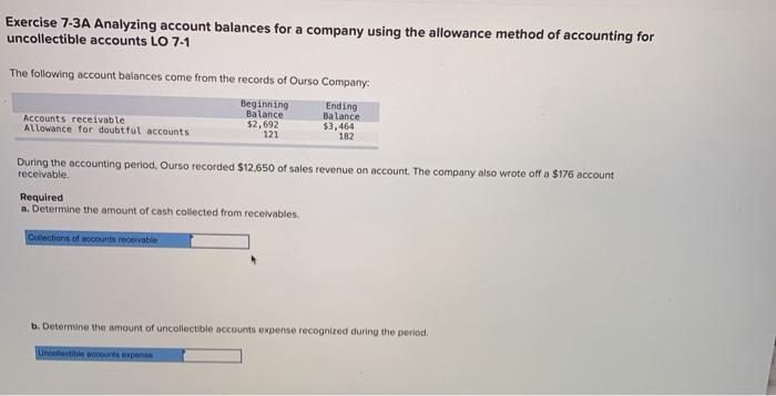 Solved Exercise 7-3A Analyzing account balances for a | Chegg.com