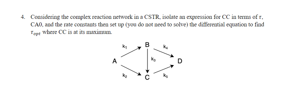 Solved Considering the complex reaction network in a CSTR, | Chegg.com