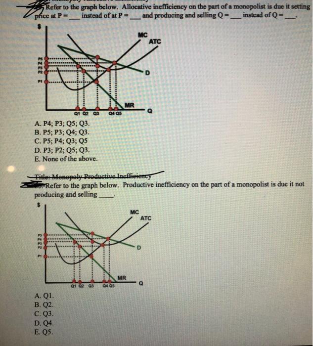 Solved Refer to the graph below. Allocative inefficiency on | Chegg.com