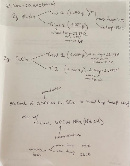 Results Tabulate the answers to all calculations in | Chegg.com