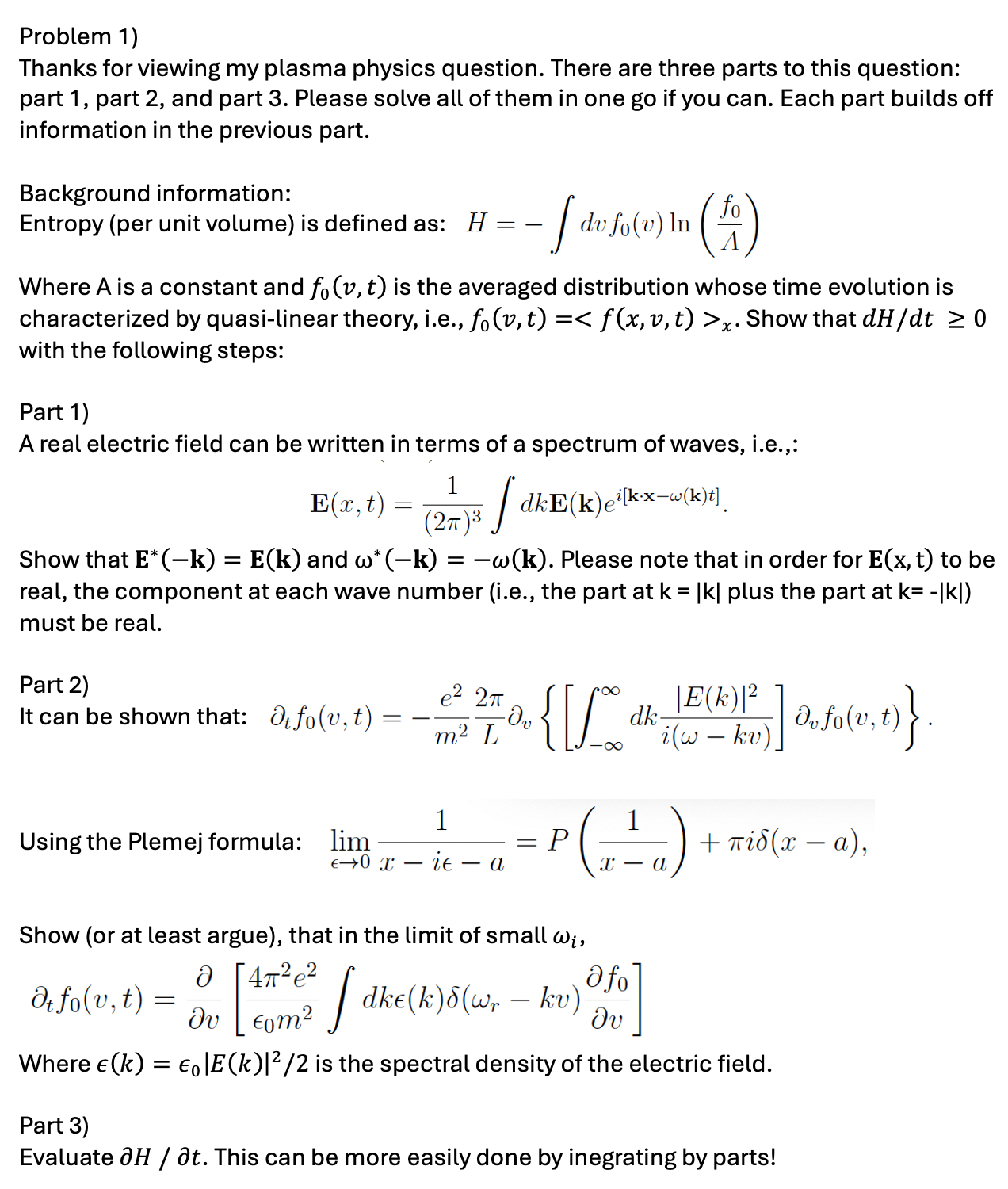 Solved Problem 1)Thanks for viewing my plasma physics | Chegg.com
