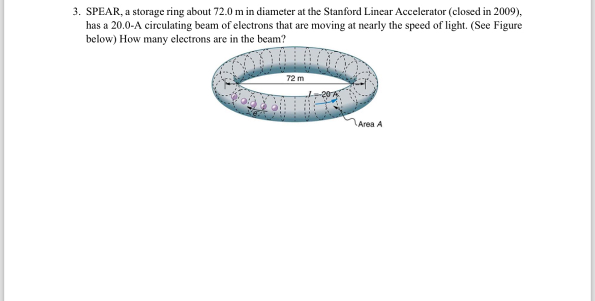 Solved SPEAR, a storage ring about 72.0m ﻿in diameter at the | Chegg.com