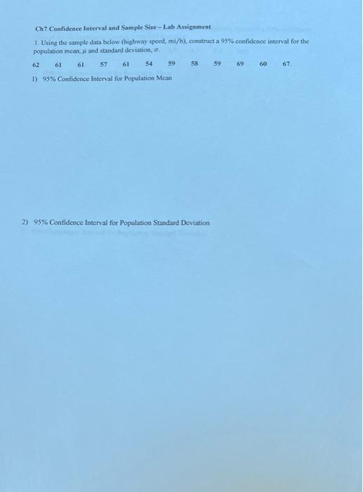 Solved Ch7 Confidence Interval and Sample Sixe - Lab | Chegg.com