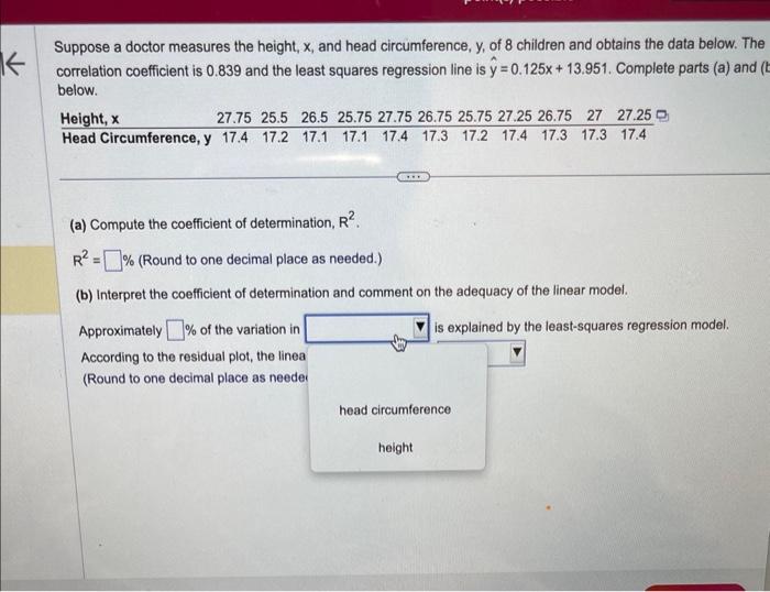 Solved Suppose A Doctor Measures The Height X And Head