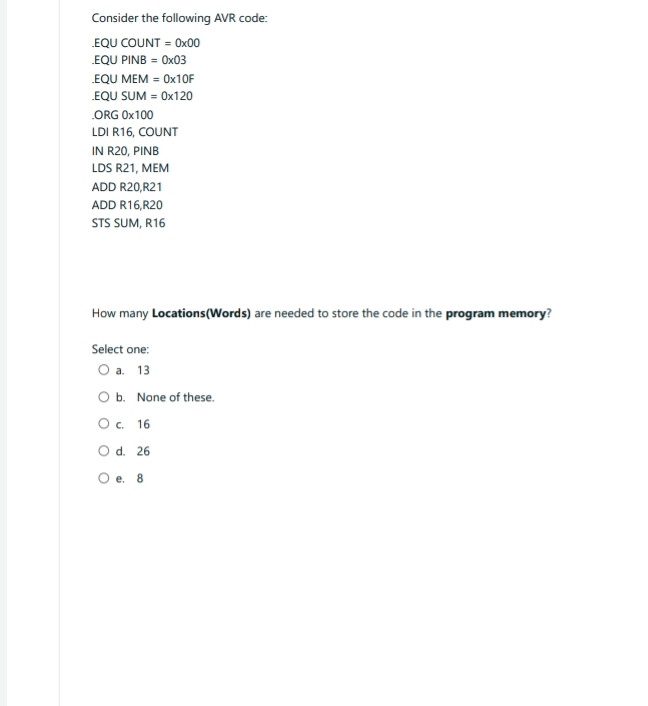 Solved Consider The Following Avr Codeequ Count ﻿ox00equ 