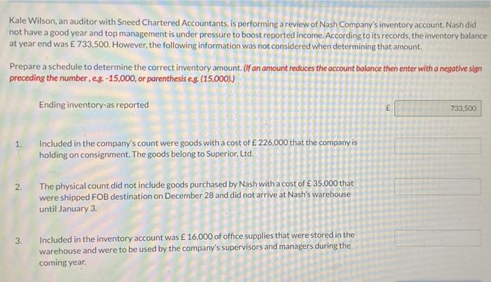 Solved Kale Wilson, an auditor with Sneed Chartered | Chegg.com