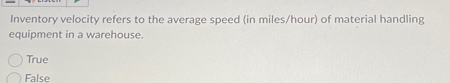 Solved Inventory velocity refers to the average speed (in | Chegg.com