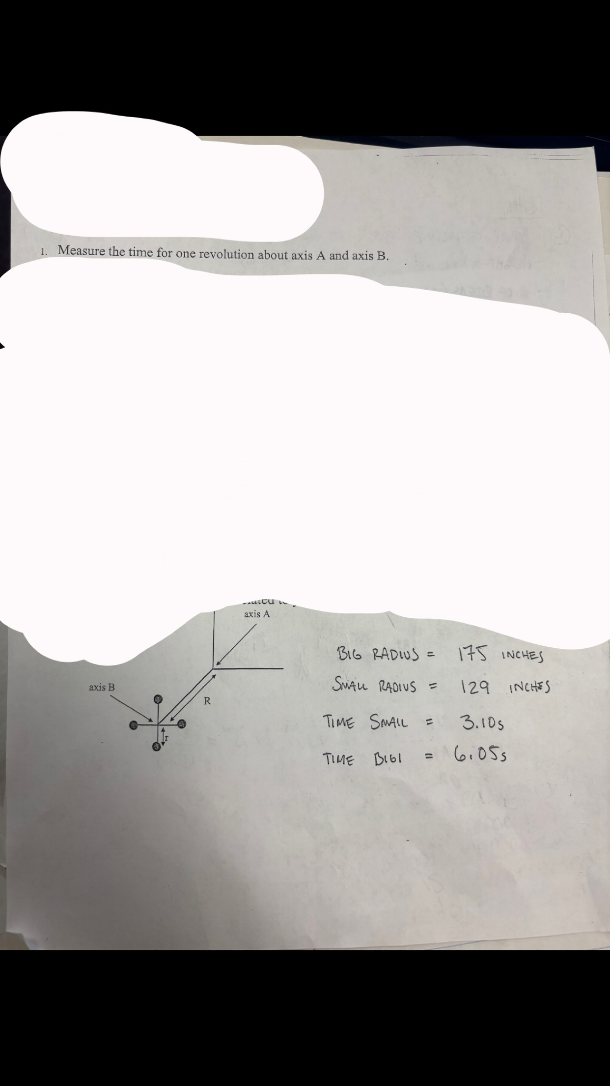 Solved Measure the time for one revolution about axis A and | Chegg.com