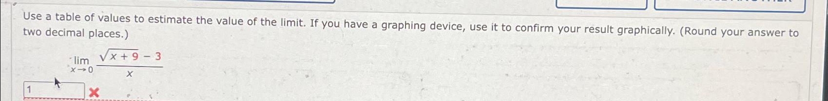 Solved Use a table of values to estimate the value of the | Chegg.com